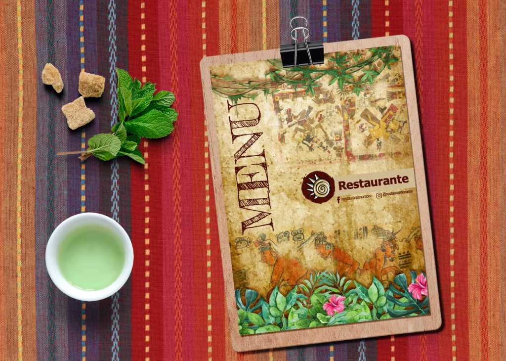 Plantilla para menú de restaurante estilo Maya